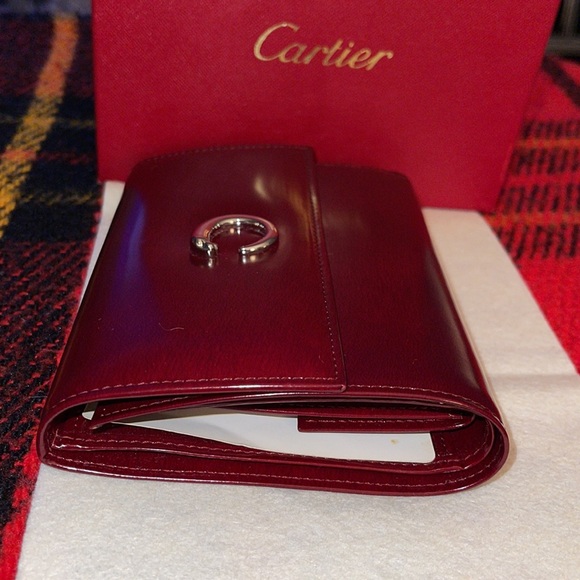 Cartier | Bags | Cartier Vintage Wallet Red Silver Hardware Great ...